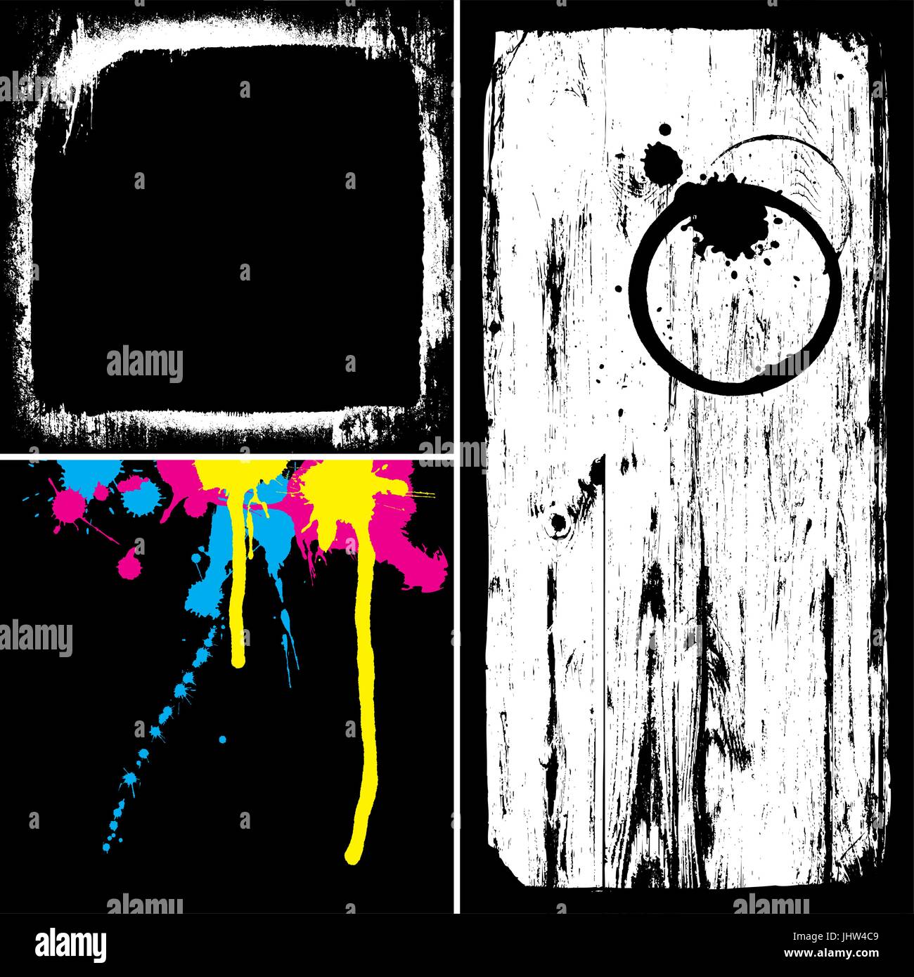 Grunge overlays collection. All vector elements separately in each ...