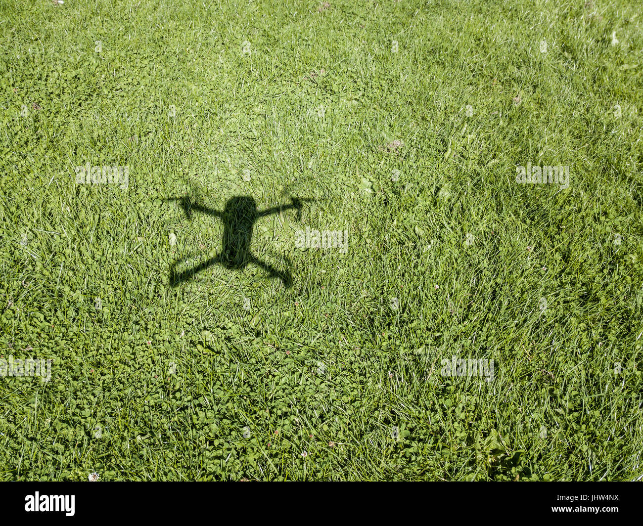 Shadow of a drone flying over grass Stock Photo - Alamy