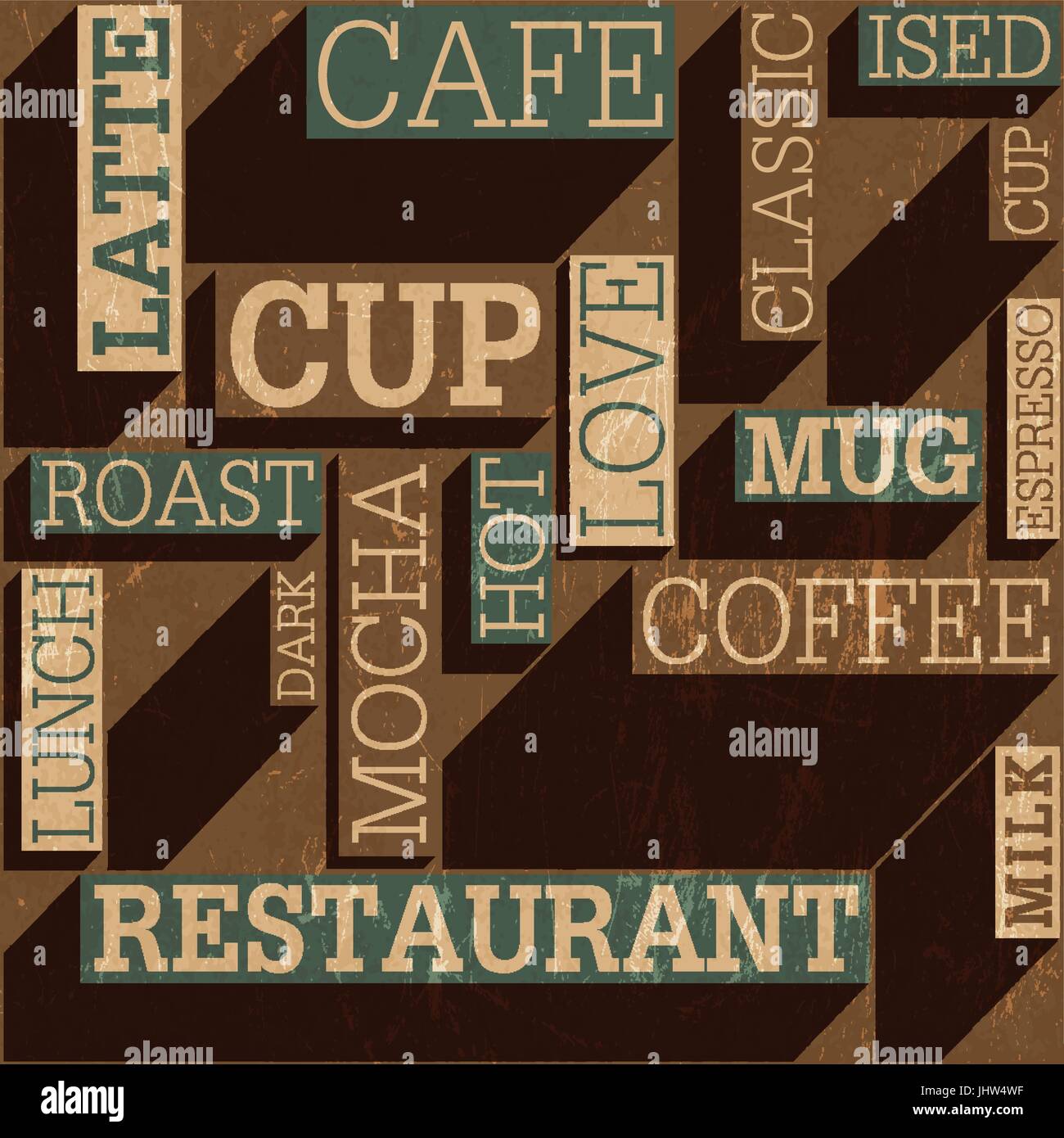 Coffee themed seamless retro background, vector Stock Vector Image ...