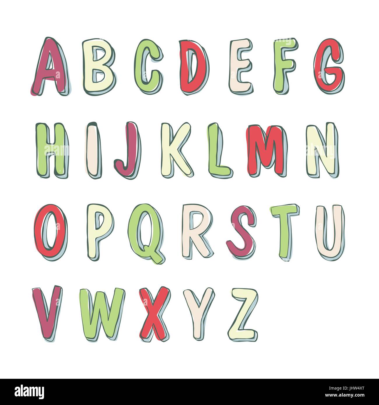 Cute childish font. Vector, EPS8 Stock Vector Image & Art - Alamy