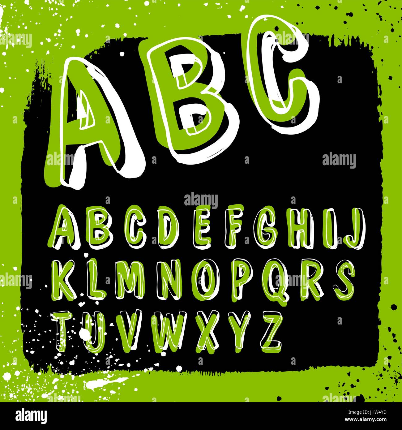 Doodles alphabet with grunge frame. Vector set, EPS8 Stock Vector Image ...