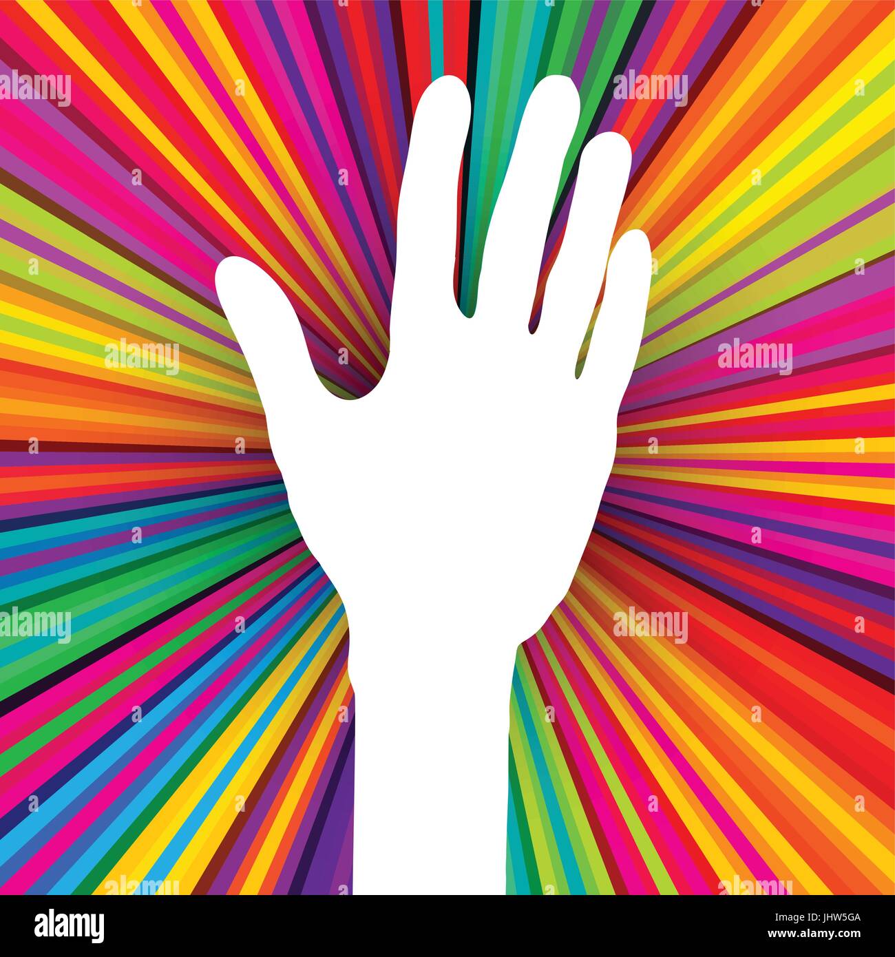 Hand silhouette on psychedelic colored abstract background. Vector, EPS ...