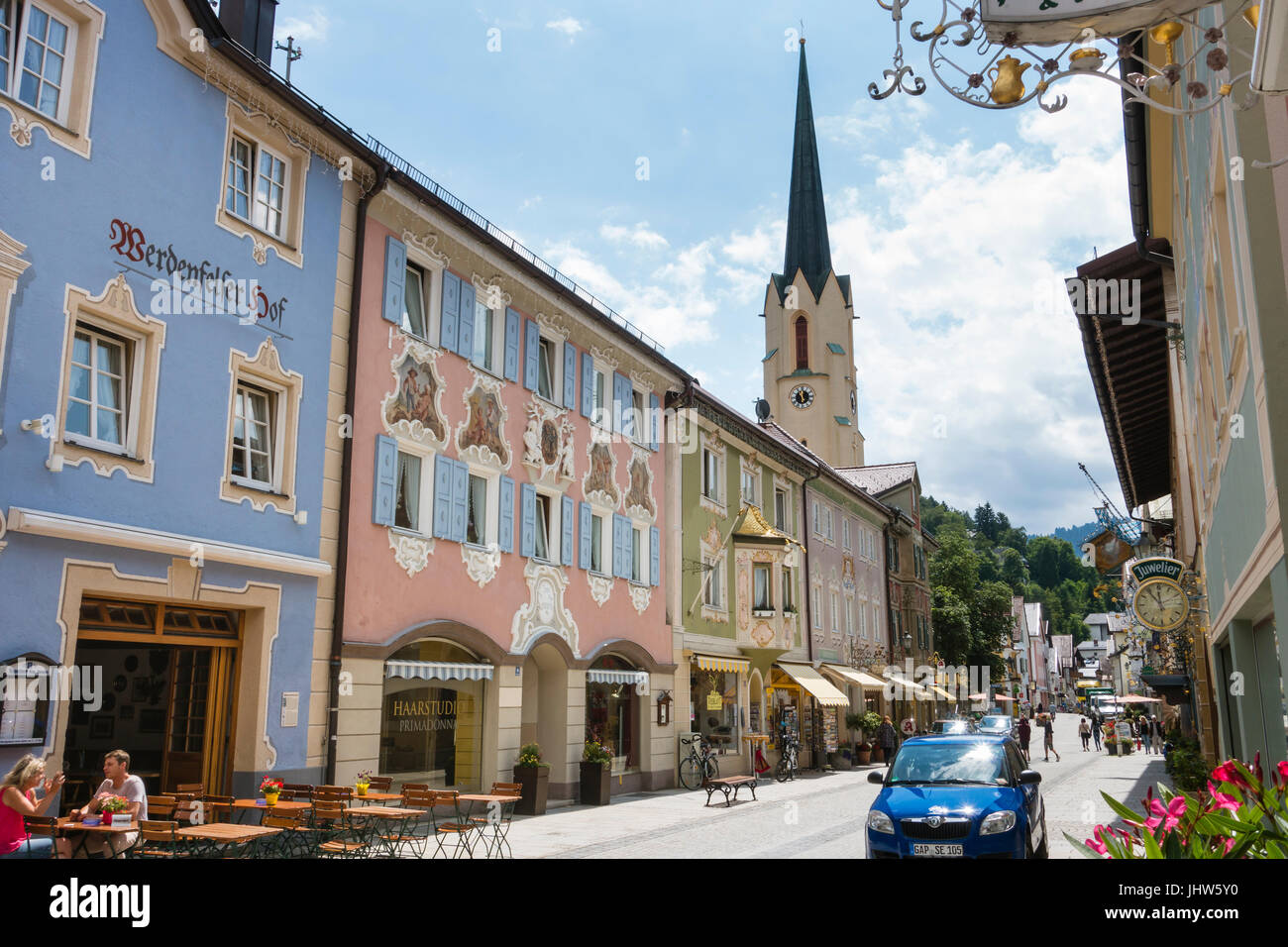 GARMISCH - JULY 6: View along the famous Ludwigstrasse in Garmisch ...