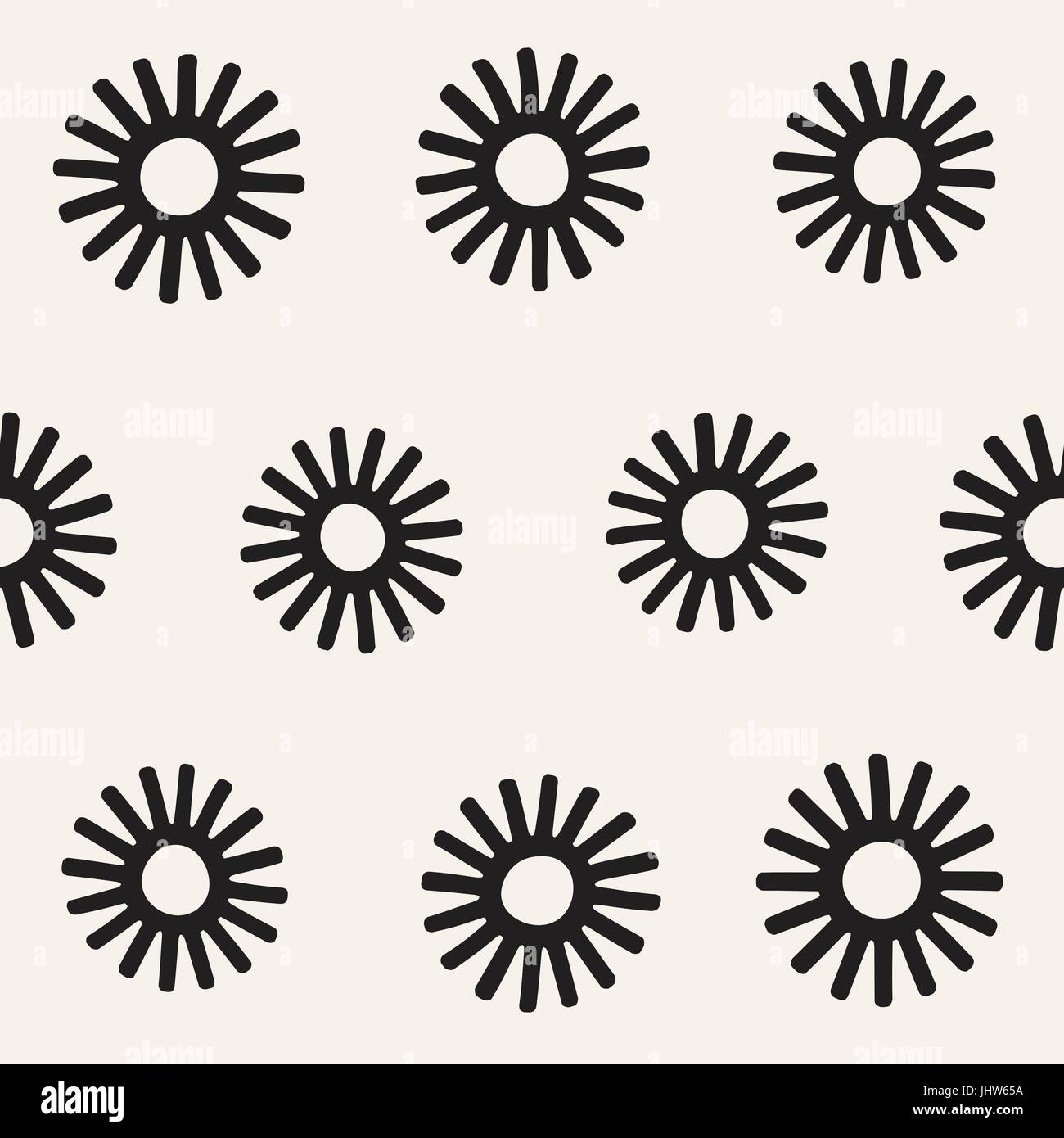 Vector seamless sunburst shapes freehand pattern. Abstract background ...