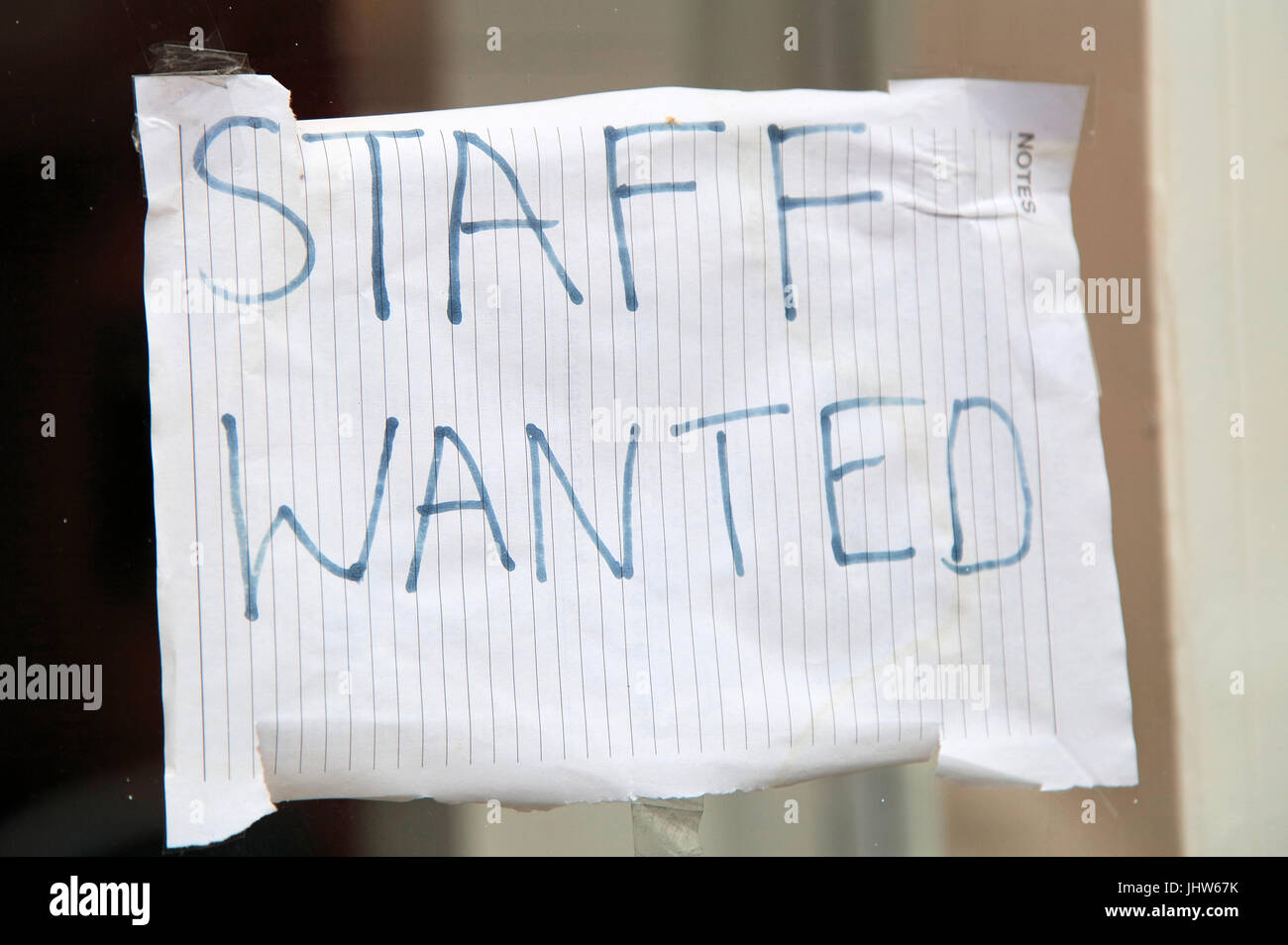 Staff wanted sign hi-res stock photography and images - Alamy