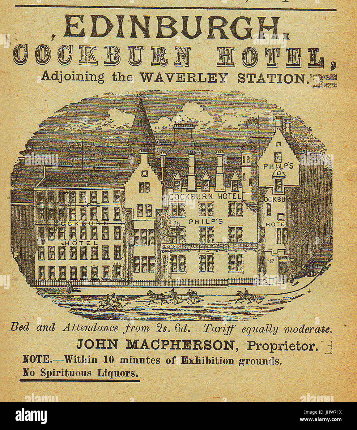 1890 Railway Guide advertisement - Cockburn Hotel Edinburgh Stock Photo ...