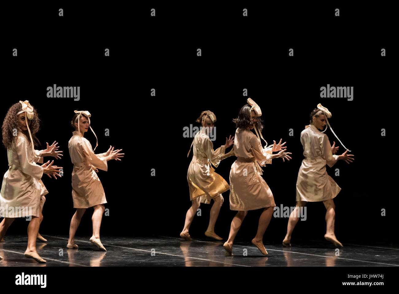 Dancers of the Swiss ballet company Bejart Ballet Lausanne performs on ...