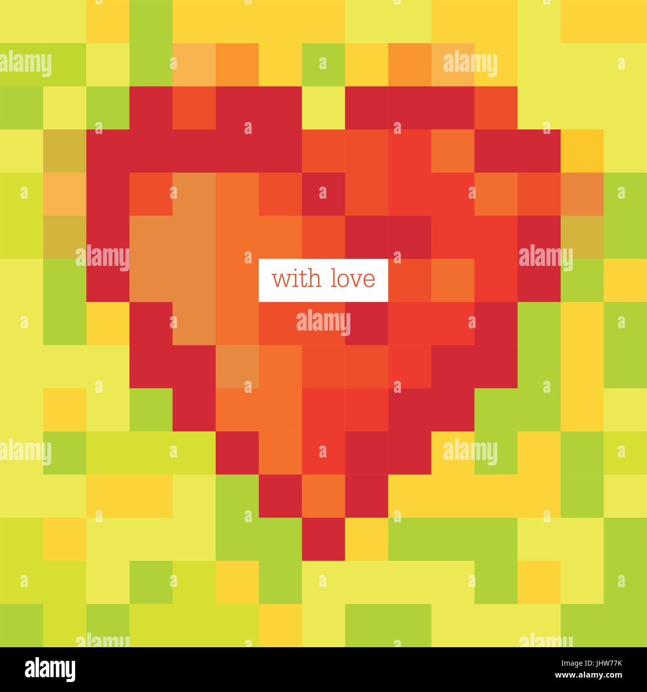 Pixel heart with greetings. Design template, vector, eps8 Stock Vector ...