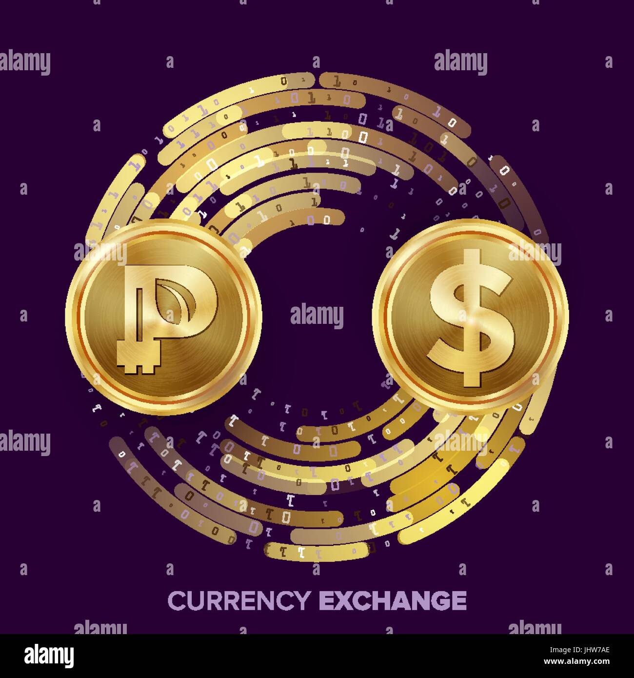 Digital Currency Money Exchange Vector. Peercoin, Dollar. Fintech ...