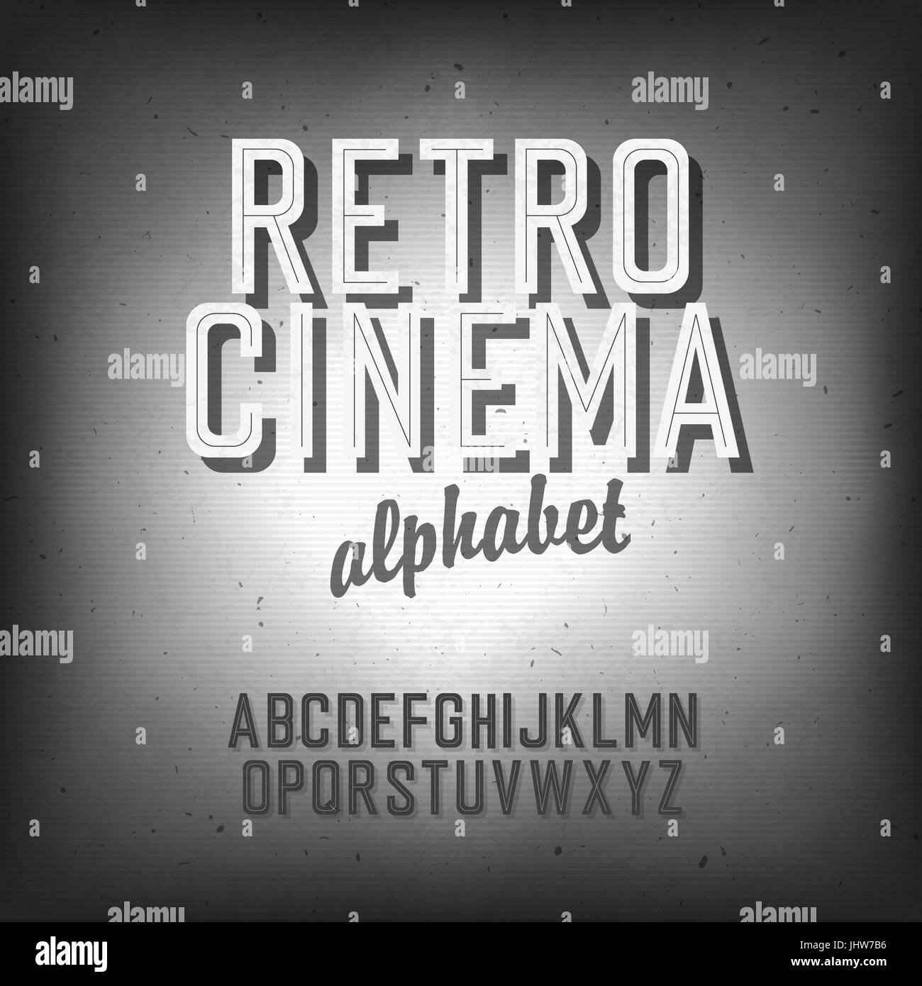 Old cinema styled alphabet. With textured background, vector, EPS10 ...