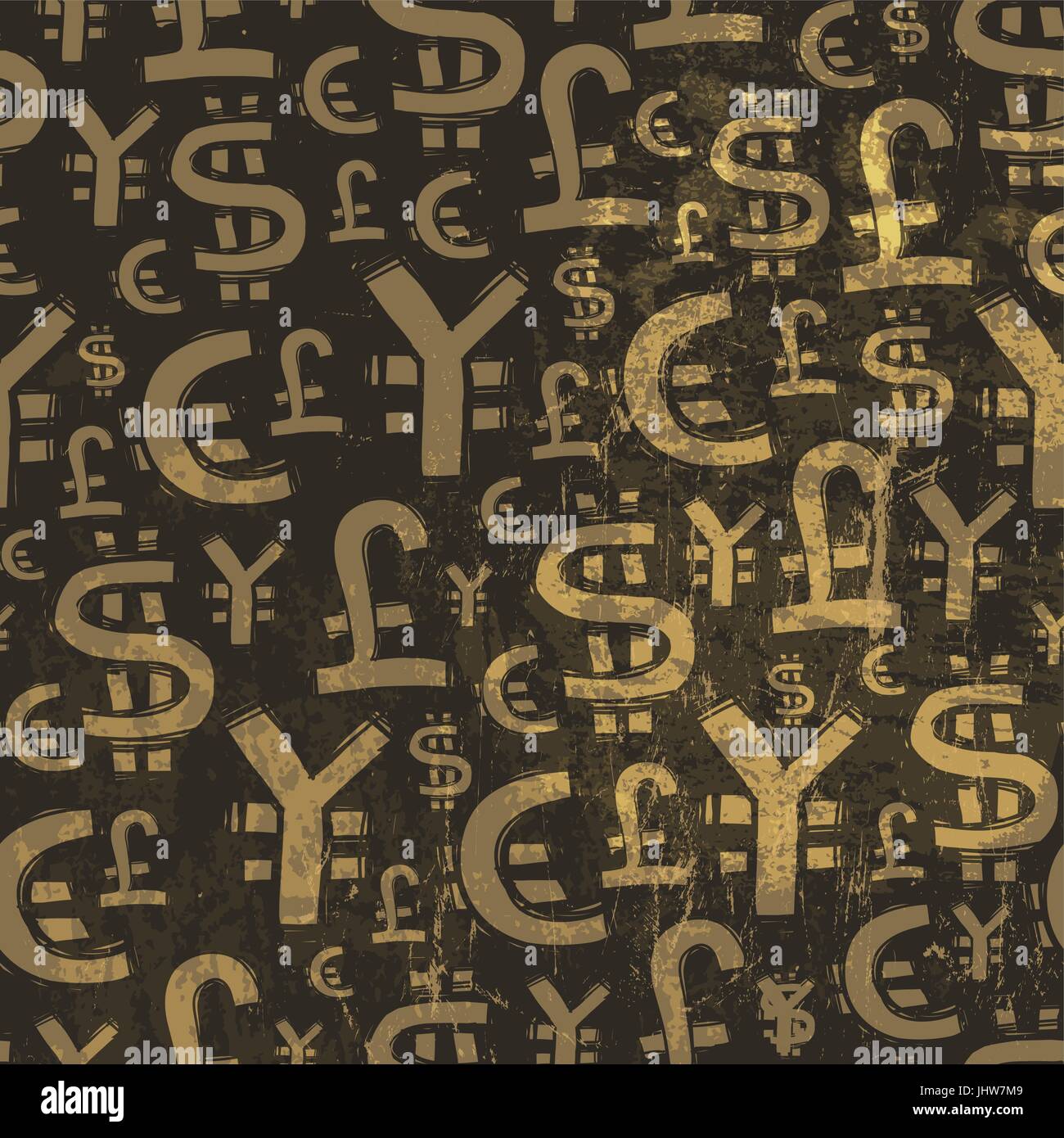 Seamless currency pattern on grunge texture. Vector Stock Vector Image ...