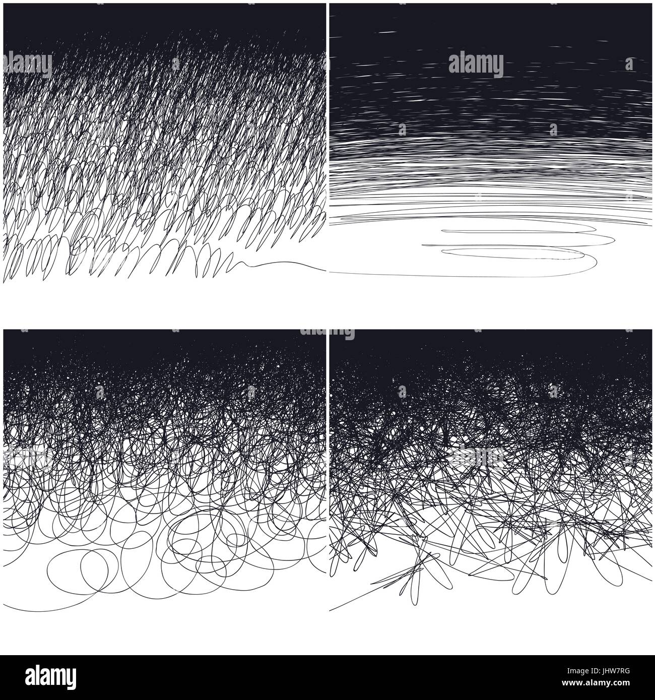 Four types doodles: uniform, wide, curlicues, chaotic. Design ...