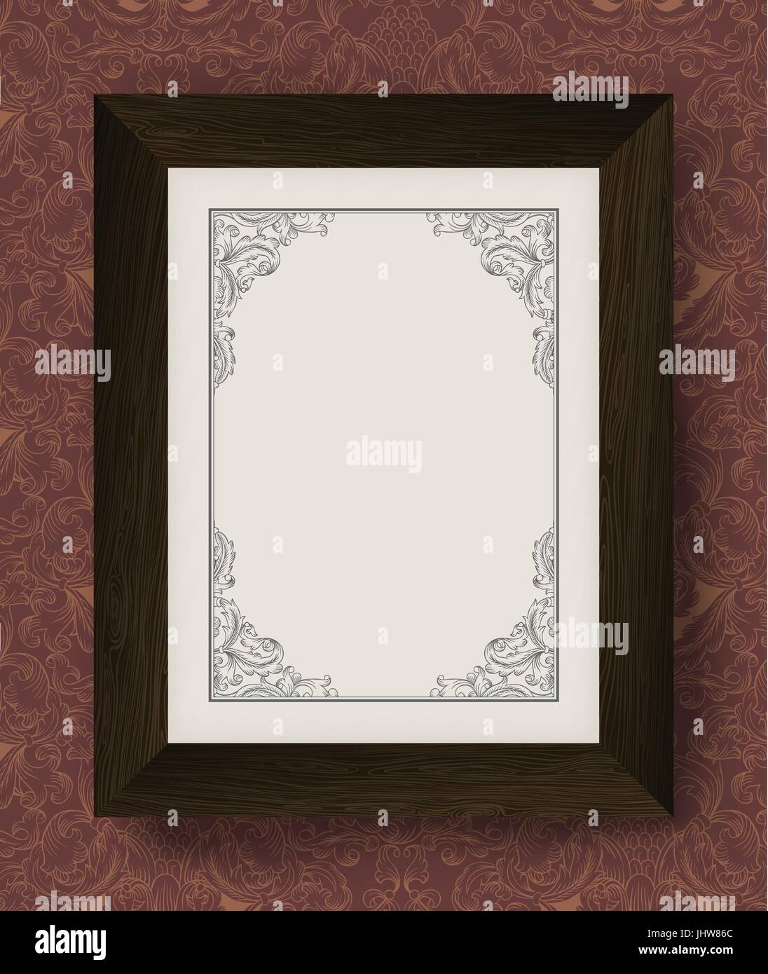 Vintage border with wooden frame. Vector illustration, EPS10 Stock ...