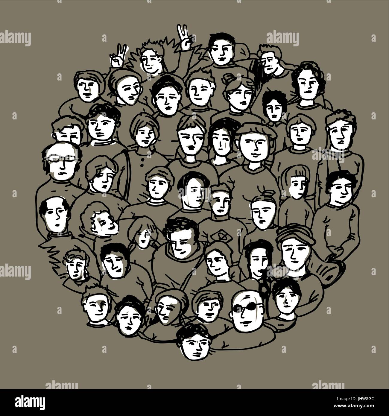 Hand Drawn People Crowd Stock Vector Image & Art - Alamy