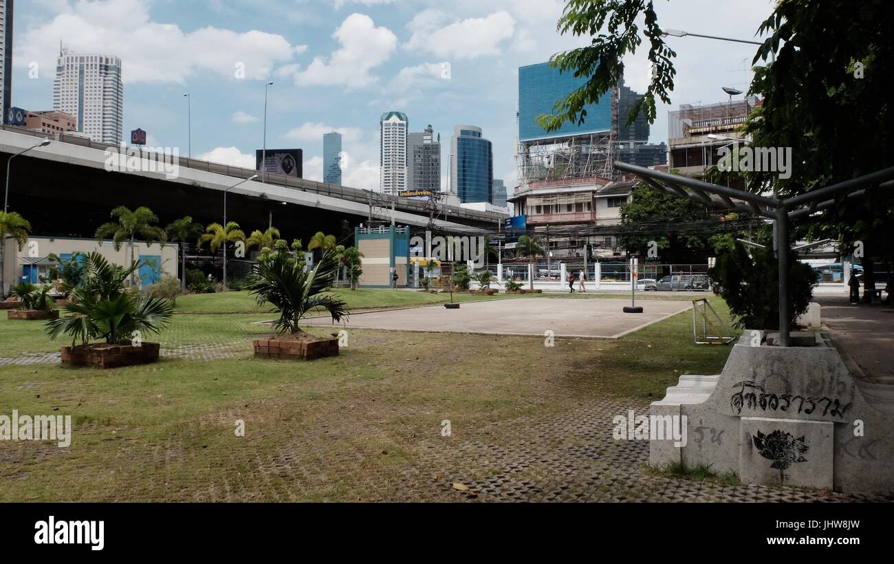Sathon Road City Park Open Space at Sathorn/Saphan Taksin BTS Skytrain ...