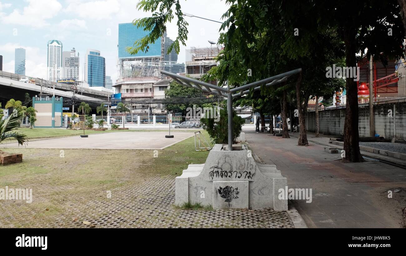 Sathon Road City Park Open Space at Sathorn/Saphan Taksin BTS Skytrain ...