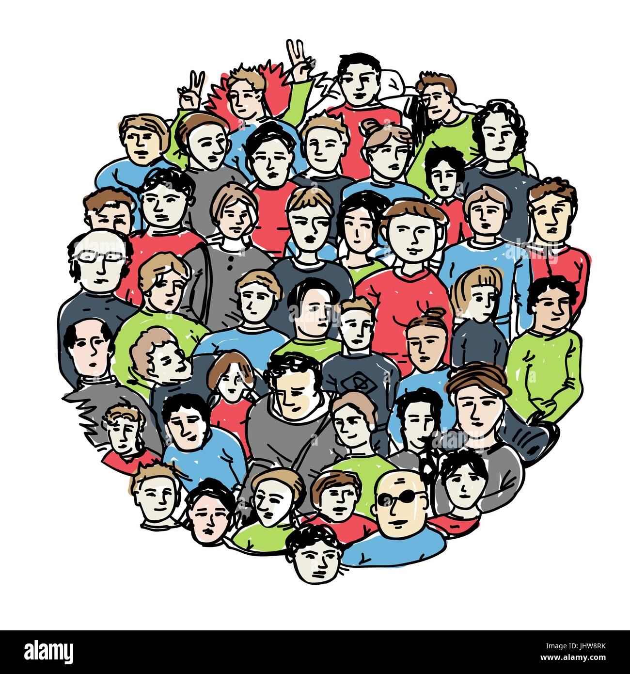 Hand Drawn People Crowd Stock Vector Image & Art - Alamy