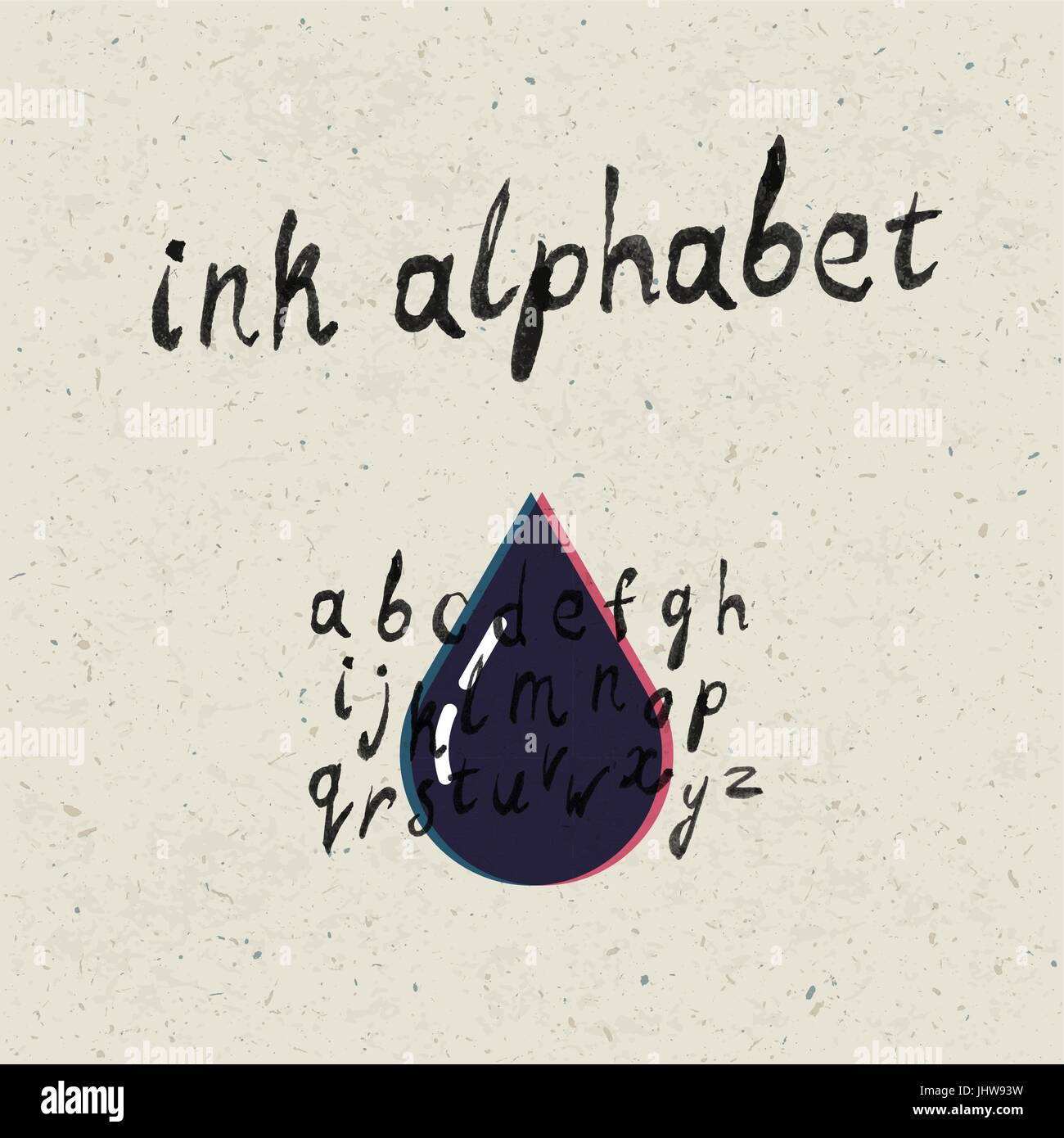 Ink hand-drawn alphabet and paper texture set Stock Vector Image & Art ...