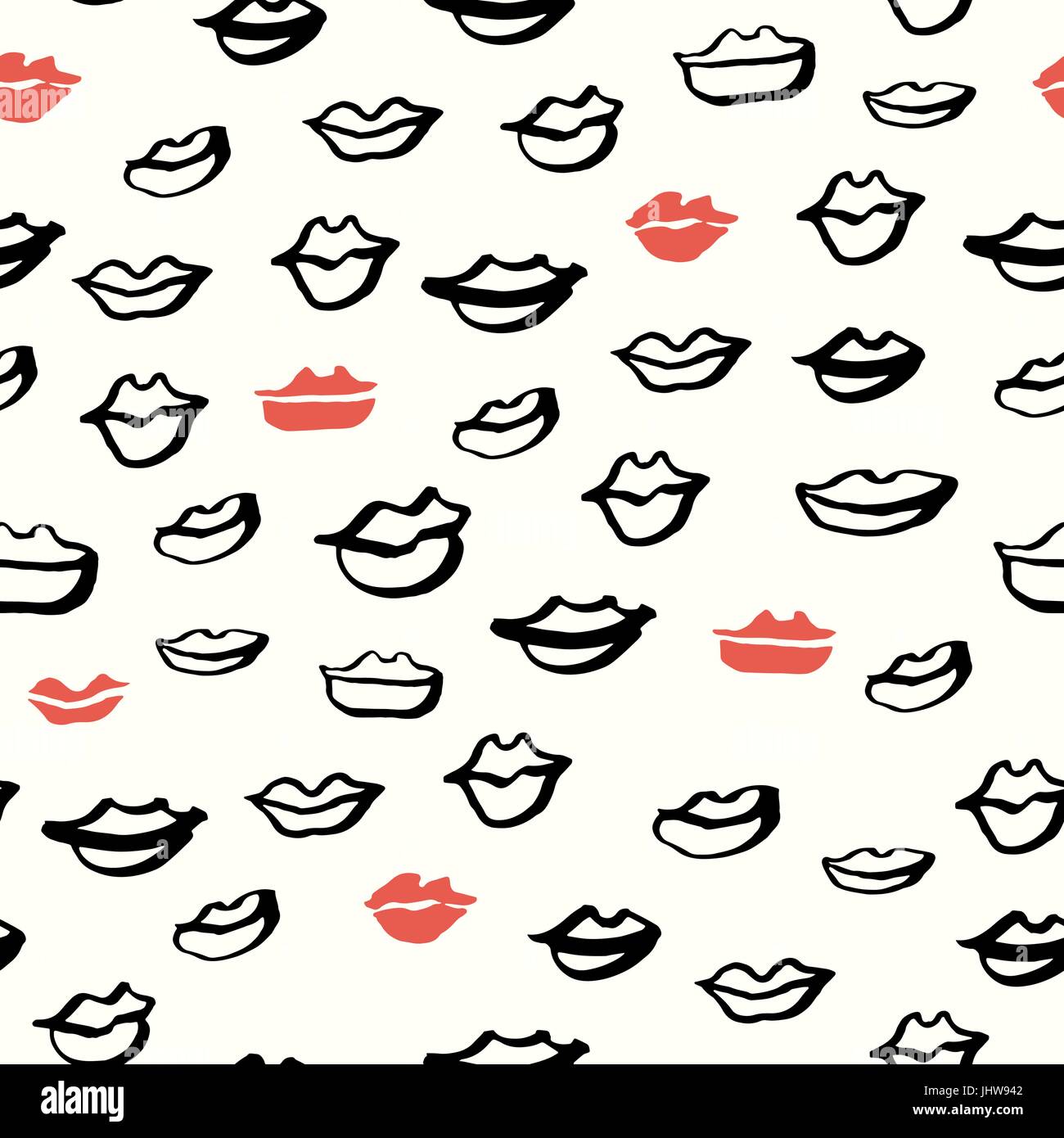 Seamless Hand Drawn Lips Pattern Stock Vector Image & Art - Alamy