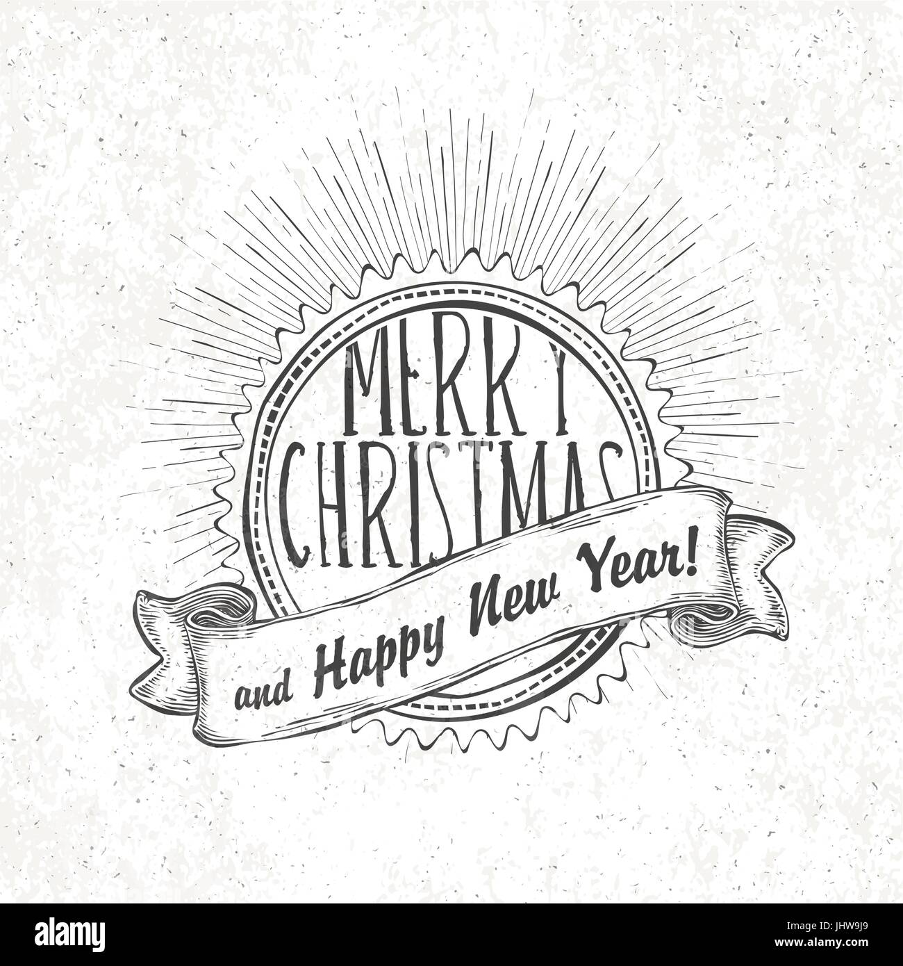 Merry Christmas Vintage Monochrome Lettering Stock Vector Image & Art ...