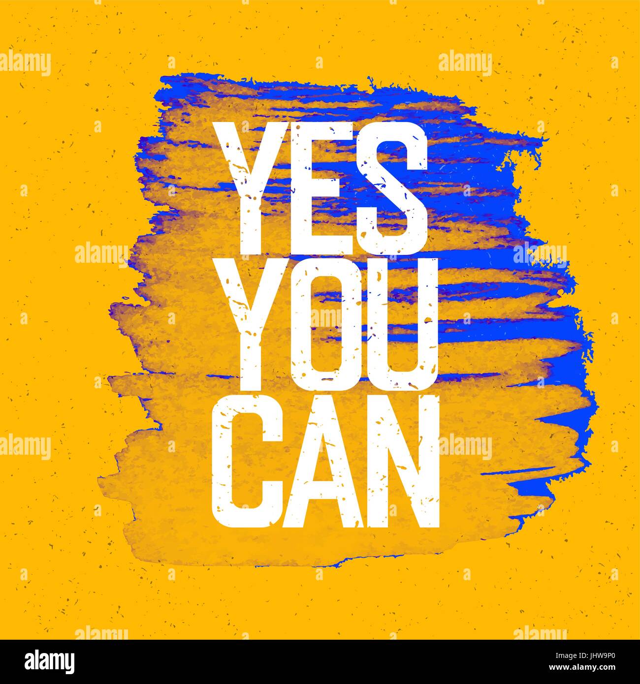 Motivational poster with lettering "Yes You Can". On yellow paper ...