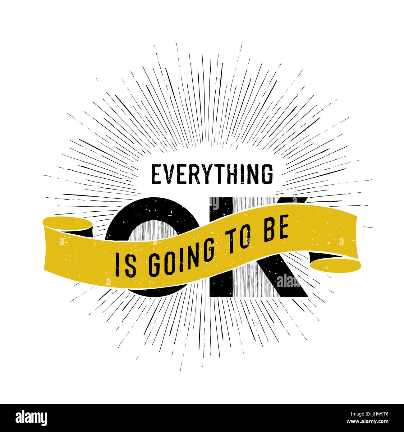 Vintage poster with "Everything is going to be ok" Lettering Stock ...