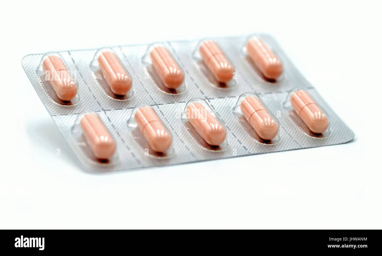 Medicine tablets on white background Stock Photo - Alamy