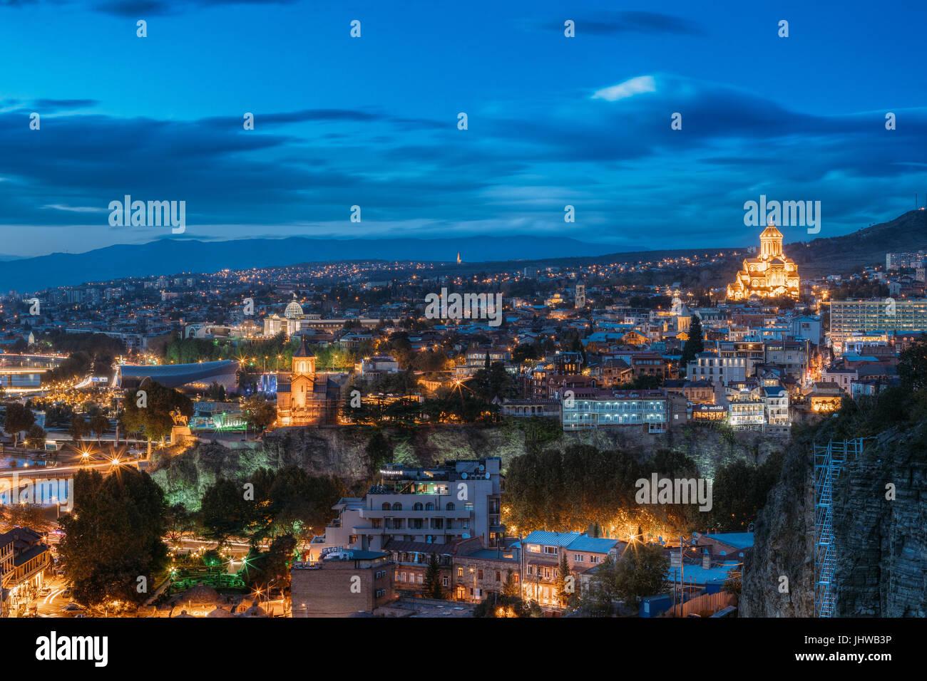 Tbilisi, Georgia. Concert Hall, Metekhi Church, Presidential ...