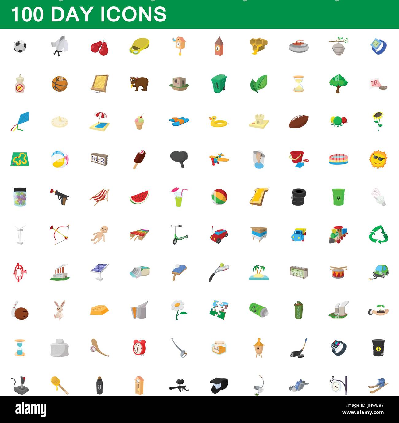 100 day icons set, cartoon style Stock Vector Image & Art - Alamy