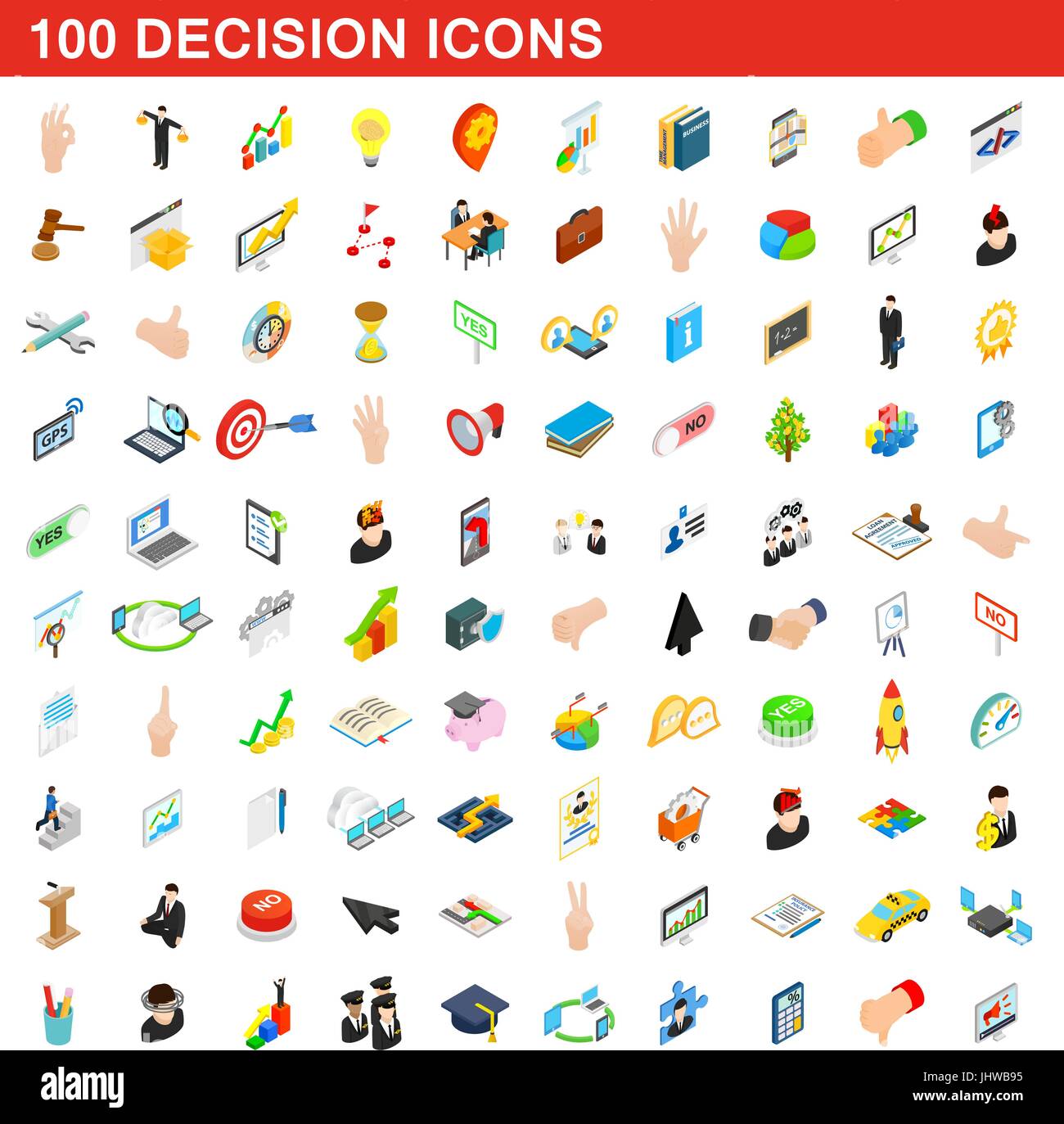 100 decision icons set, isometric 3d style Stock Vector Image & Art - Alamy