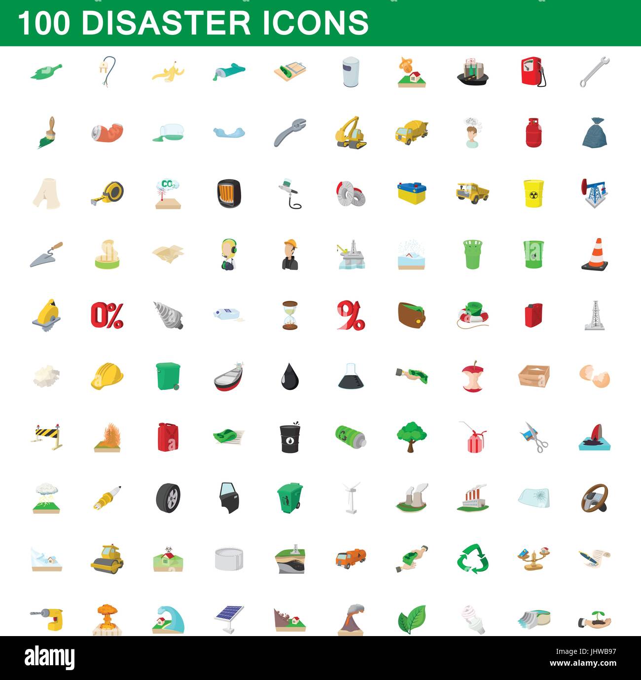 100 disaster icons set, cartoon style Stock Vector Image & Art - Alamy