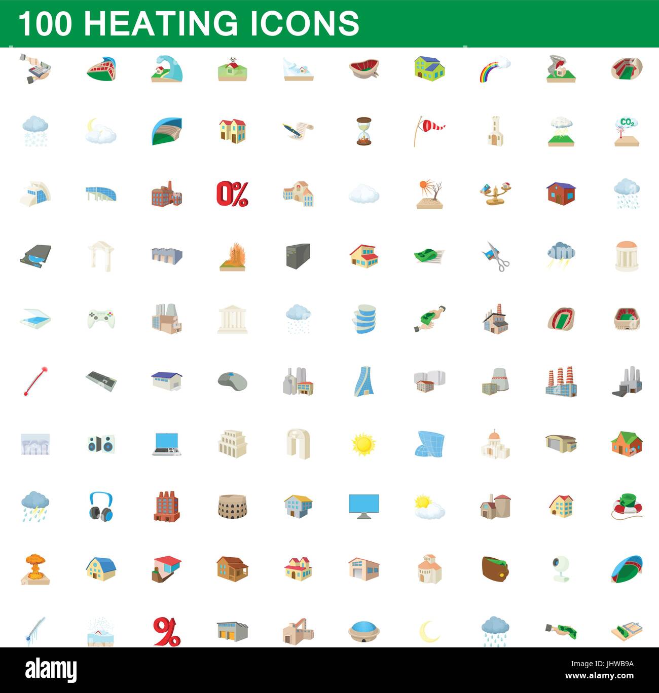 100 heating icons set, cartoon style Stock Vector Image & Art - Alamy