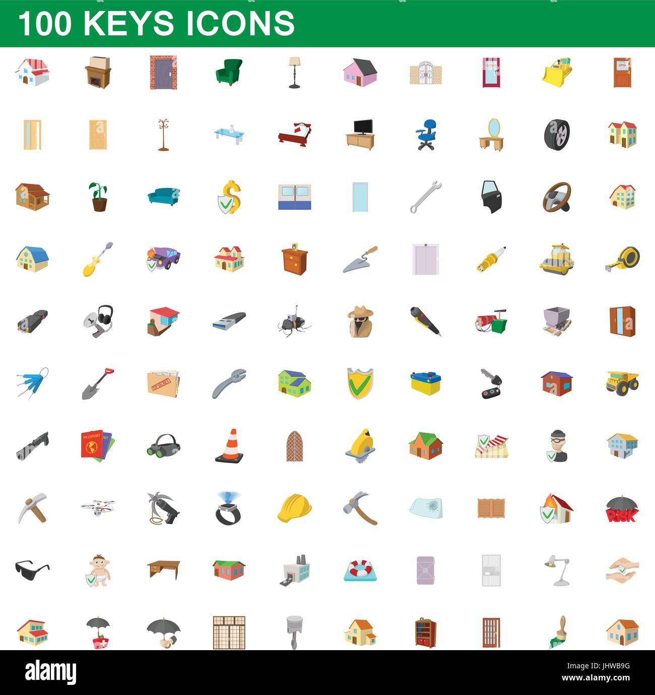 Cartoon illustration set keys hi-res stock photography and images - Alamy