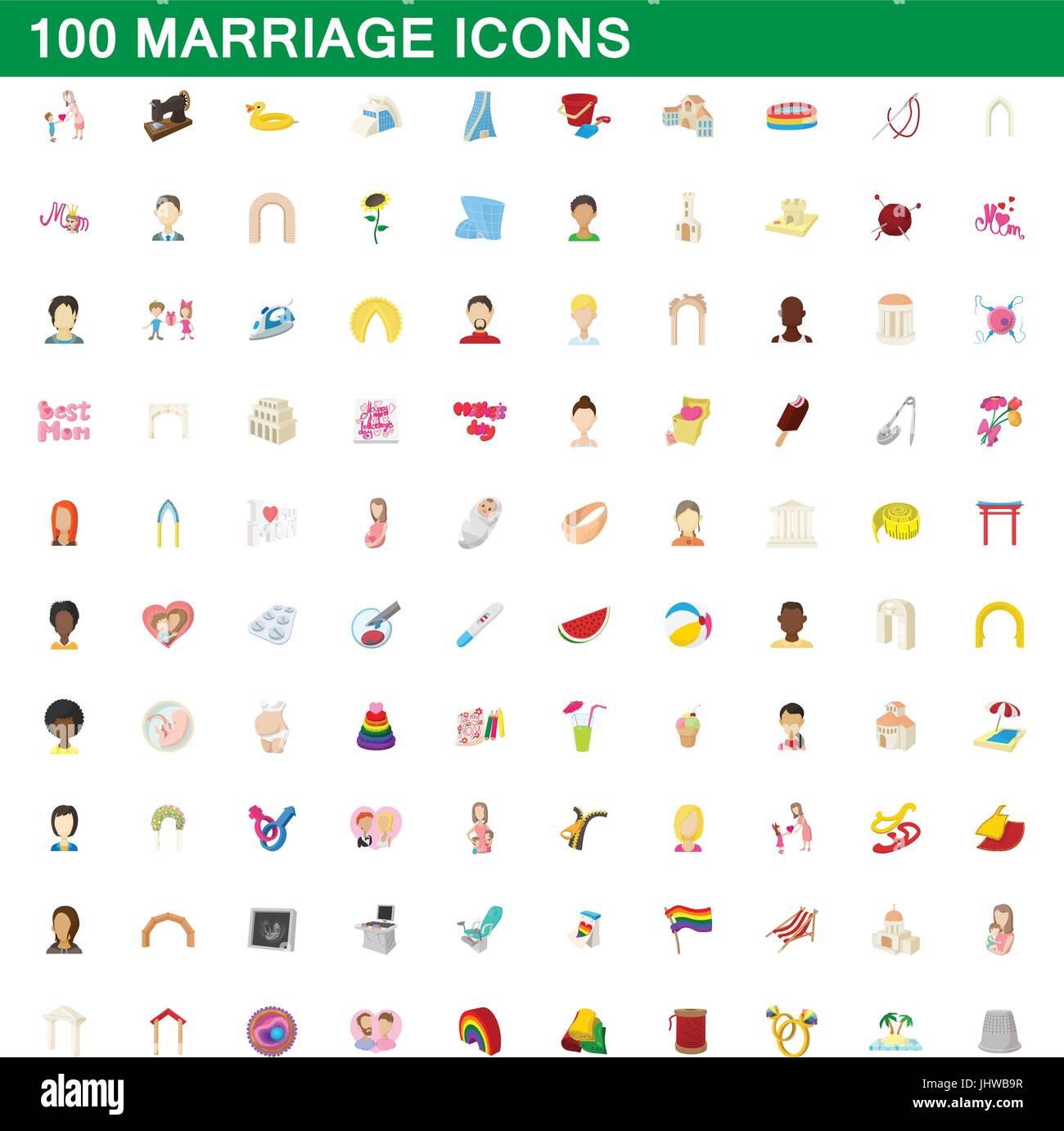 100 marriage icons set, cartoon style Stock Vector Image & Art - Alamy