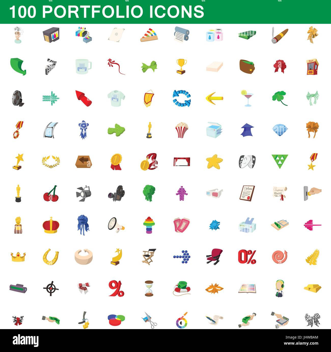 100 portfolio icons set, cartoon style Stock Vector Image & Art - Alamy