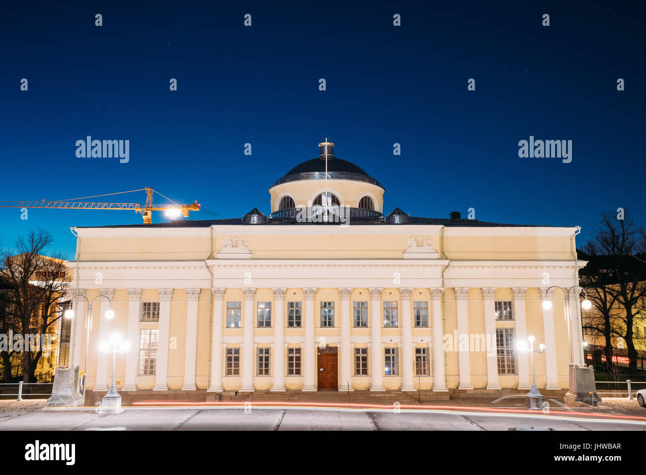 Helsinki, Finland. The National Library Of Finland In Lighting At ...
