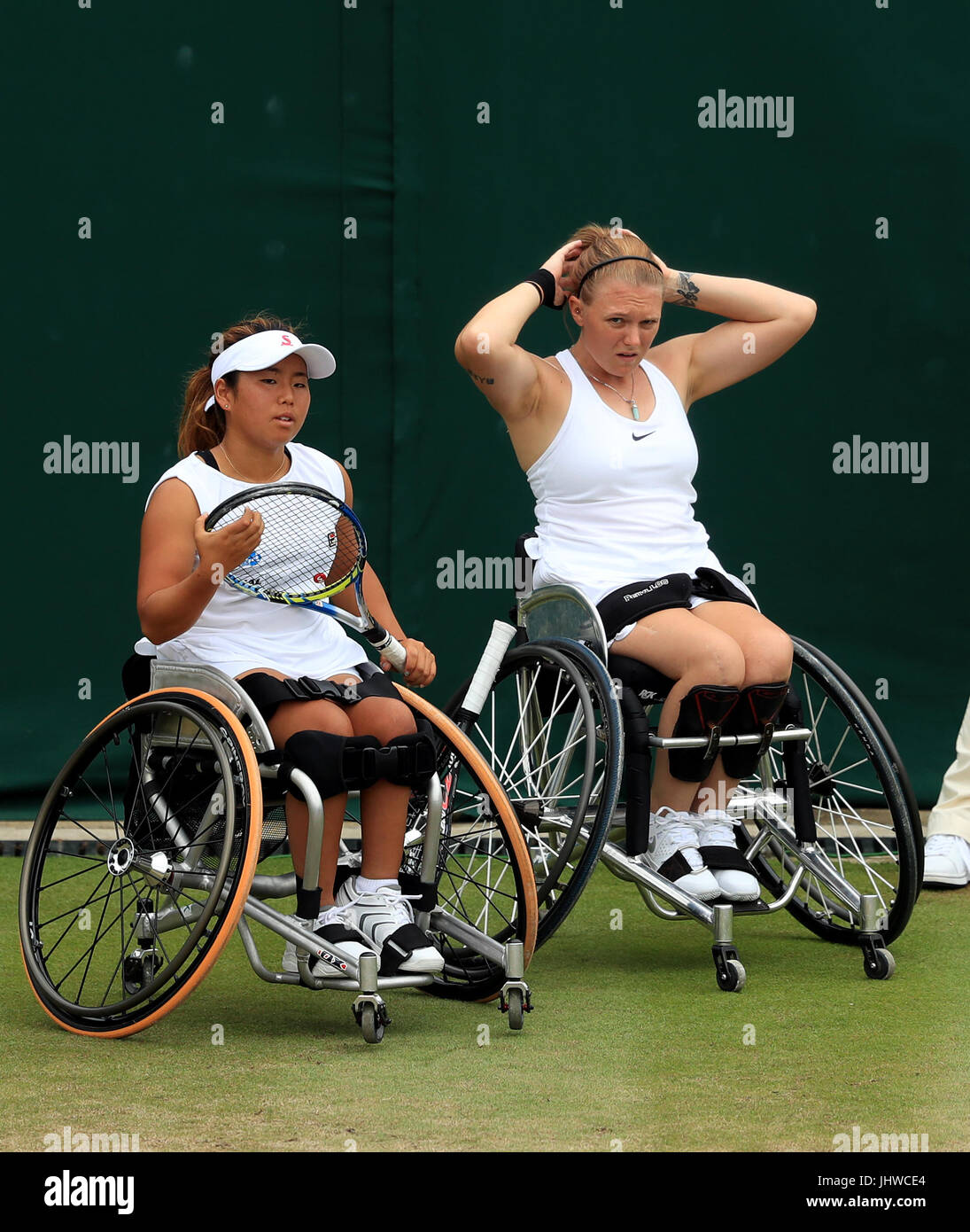 Jordanne Whiley and Yui Kamiji (left) during the Ladies' Wheelchair ...