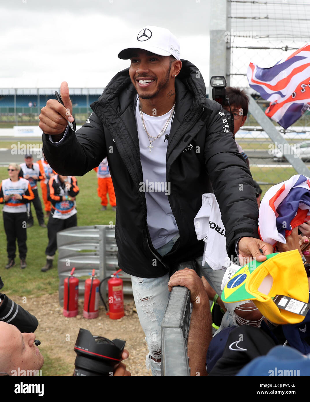 Mercedes' Lewis Hamilton gestures to the crowd prior to the 2017 ...