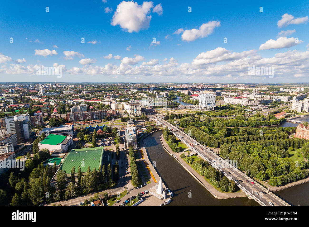 Bird-eye view of the island in Kaliningrad in summer Stock Photo - Alamy