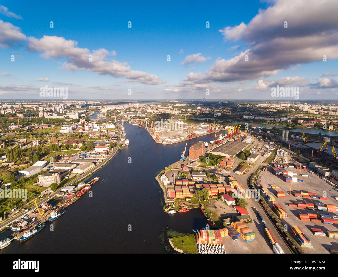 Bird-eye view of the port of Kaliningrad in summer Stock Photo - Alamy