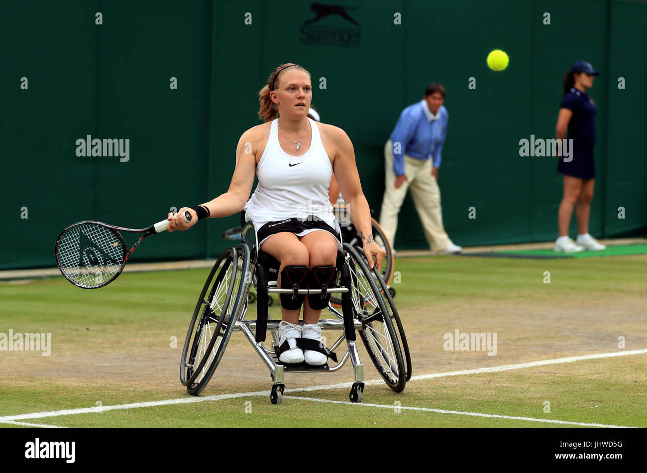 Jordanne Whiley during the Ladies' Wheelchair doubles final on day ...
