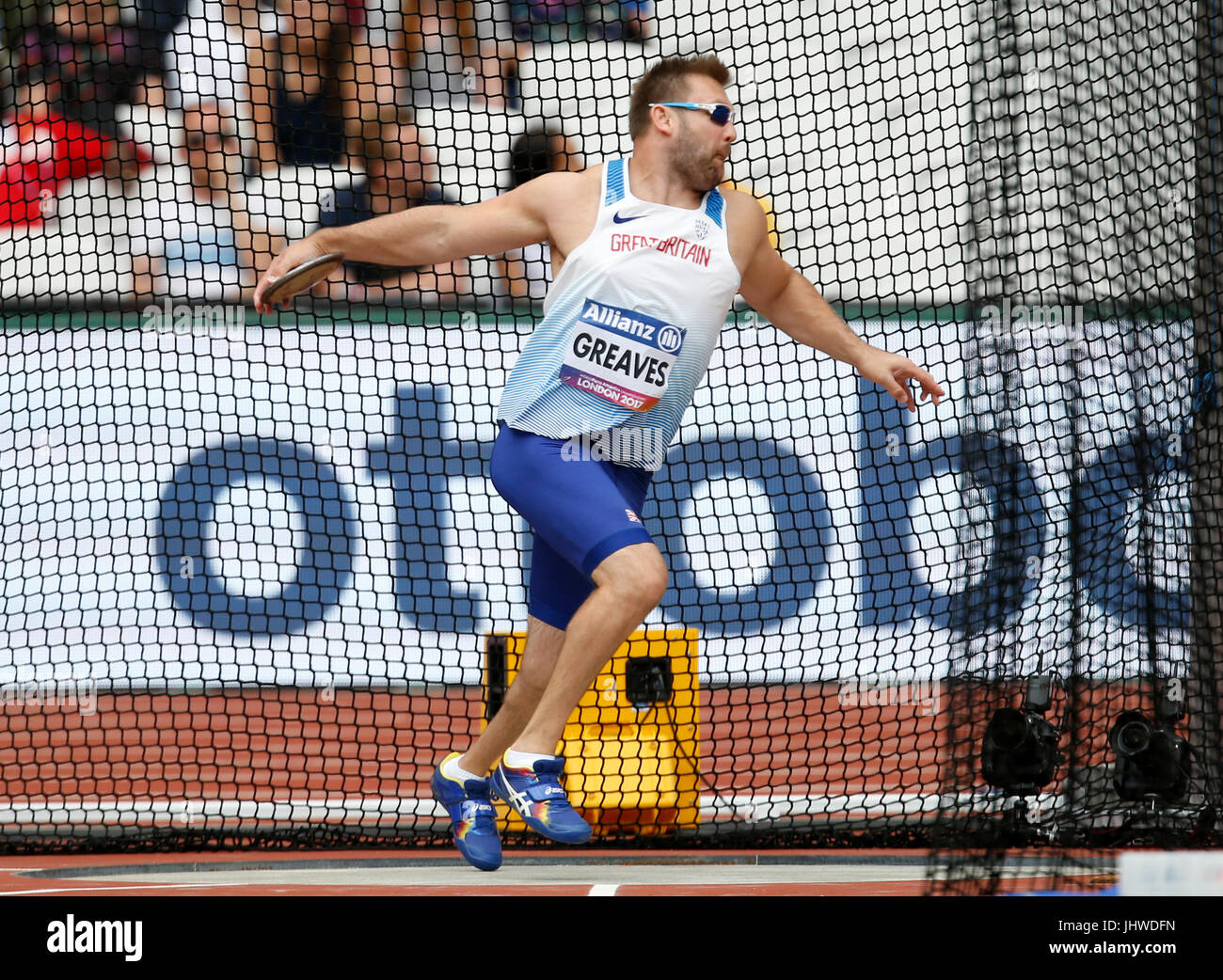 Great Britain's Dan Greaves in action during the Men's Discus F44 Final ...