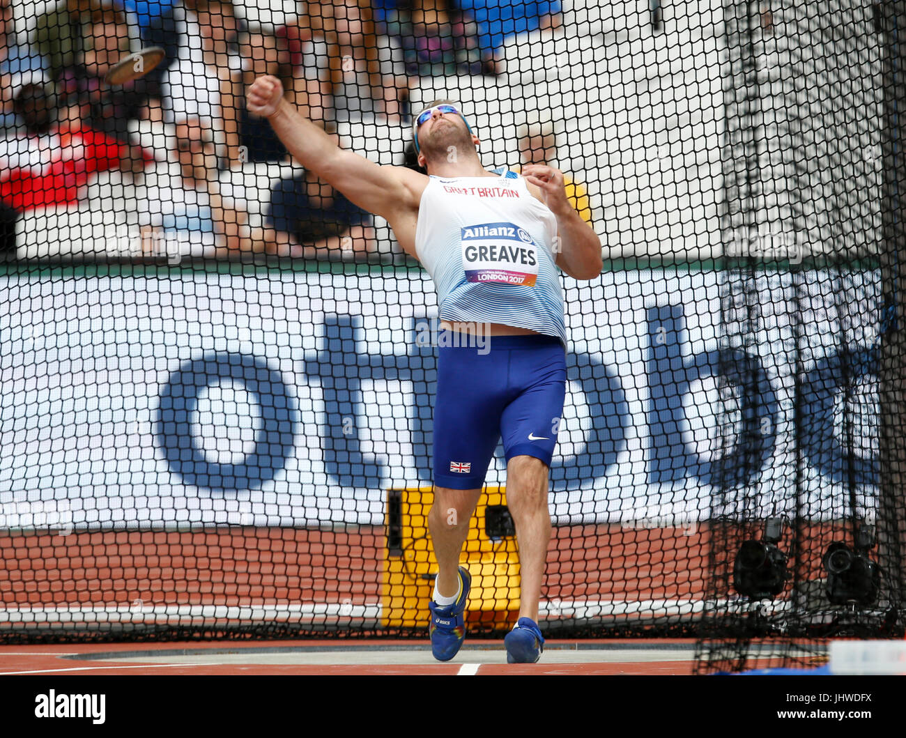 Great Britain's Dan Greaves in action during the Men's Discus F44 Final ...