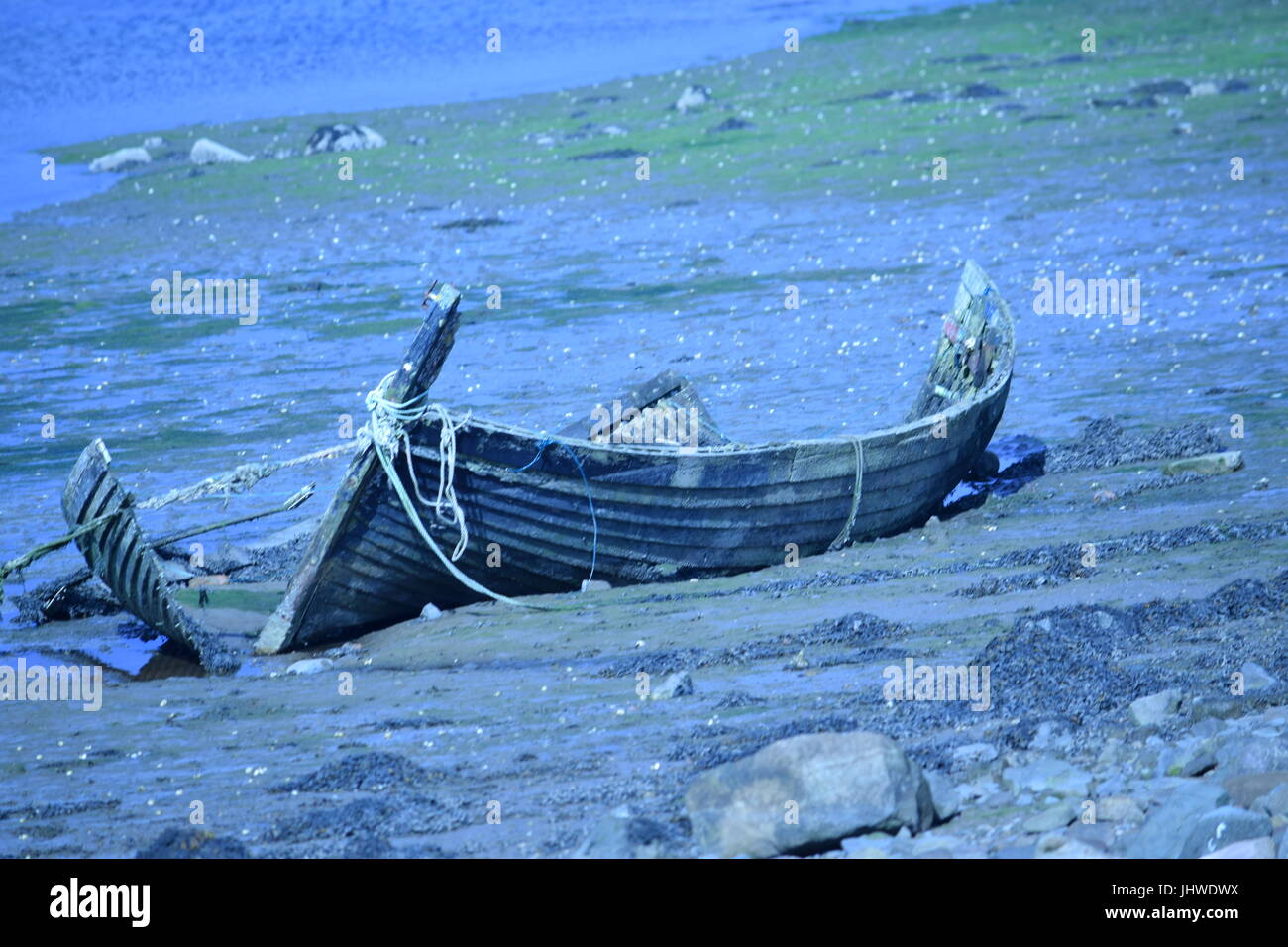 Wrecked rowing boat Stock Photo - Alamy