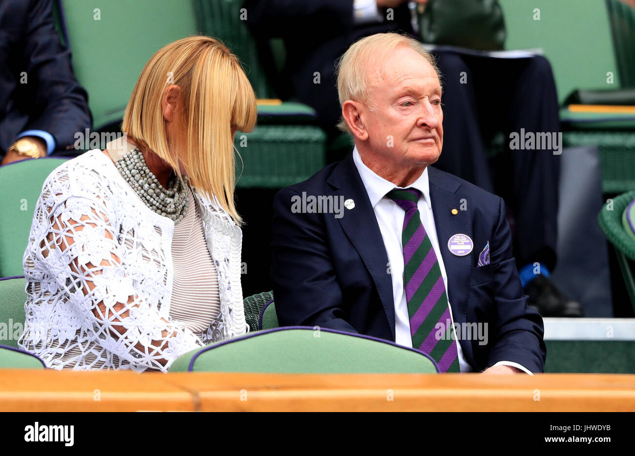 Rod Laver in the royal box of centre court on day thirteen of the ...