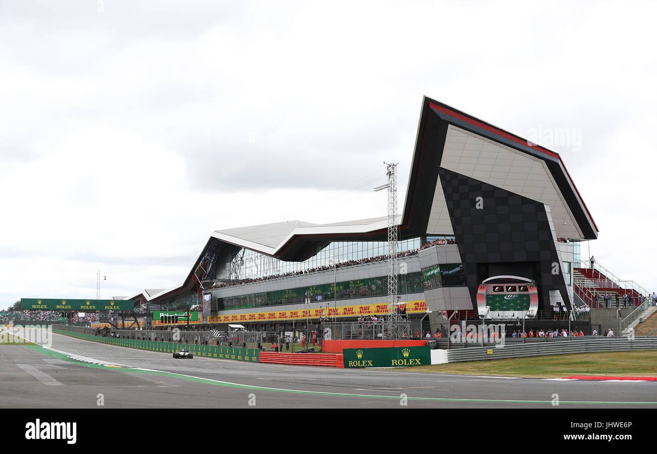 Mercedes' Lewis Hamilton crosses the finish line during the 2017 ...