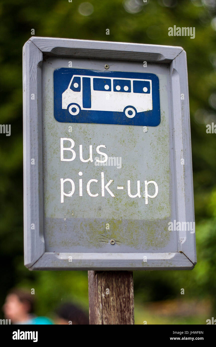 Bus pick up sign, Meath Ireland Stock Photo - Alamy
