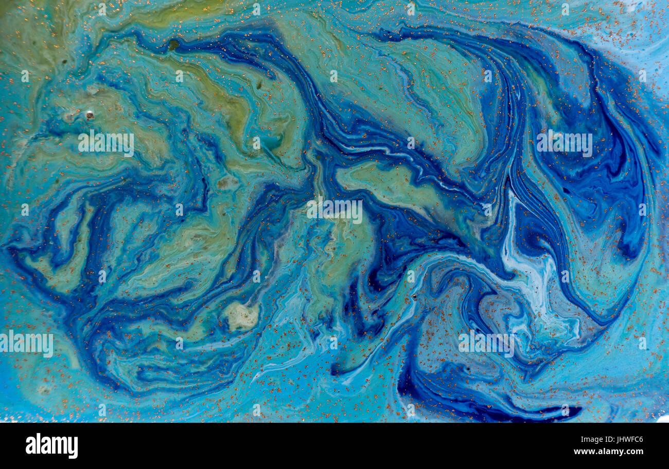 Marbled blue and golden abstract background. Liquid marble pattern ...