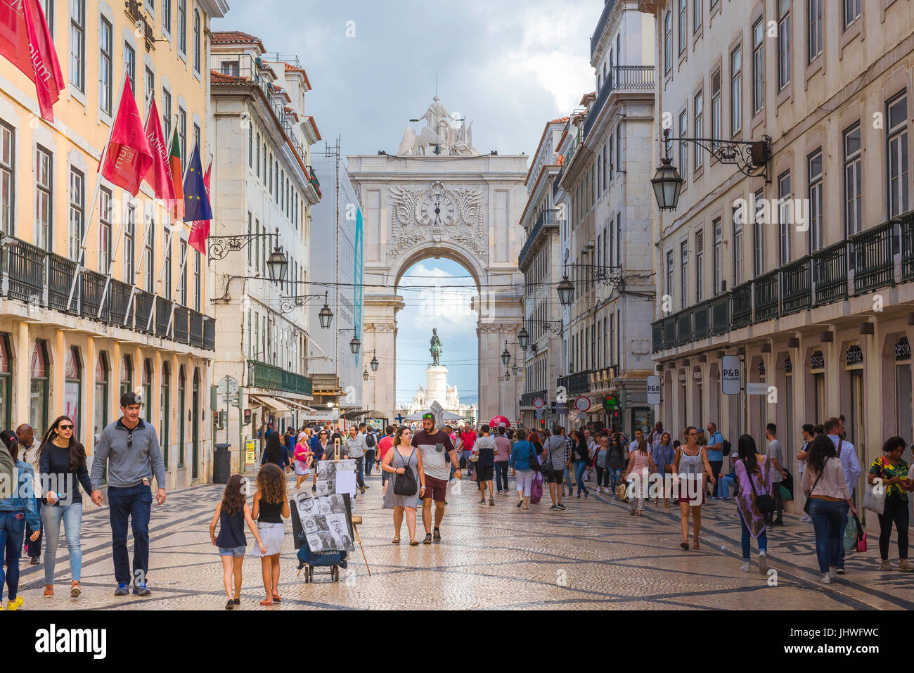 Lisbon Rua Augusta, view of the Rua Augusta - the main thoroughfare in ...