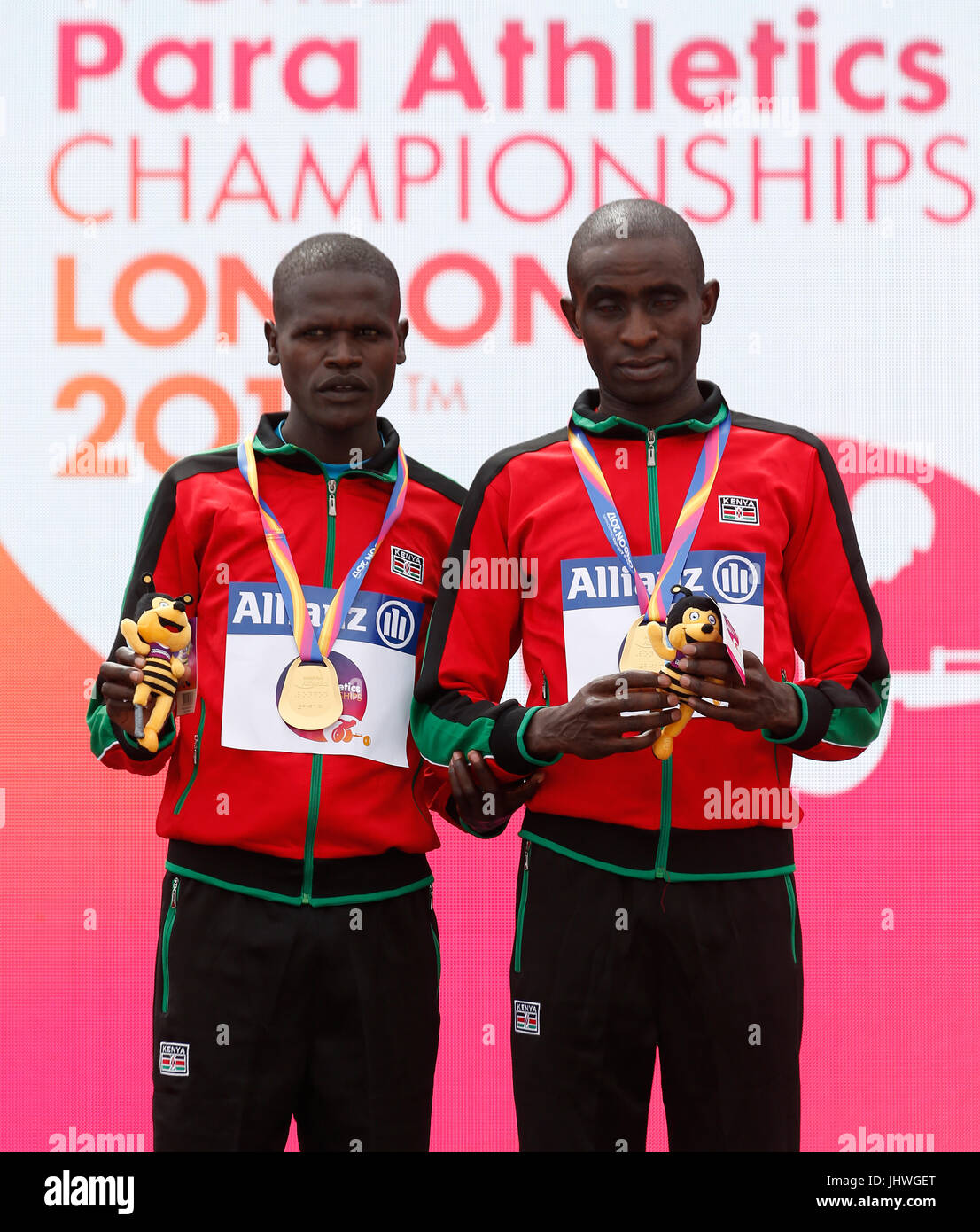 (left-right) Guide James Boit and Kenya's Samwel Mushai Kimani with ...